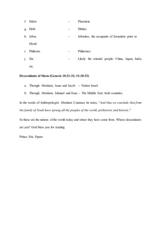 Modern nations from noah | DOCX