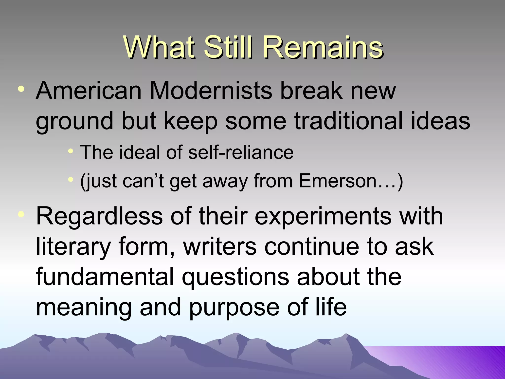 American Literature: Introduction to the Modern Period | PPT