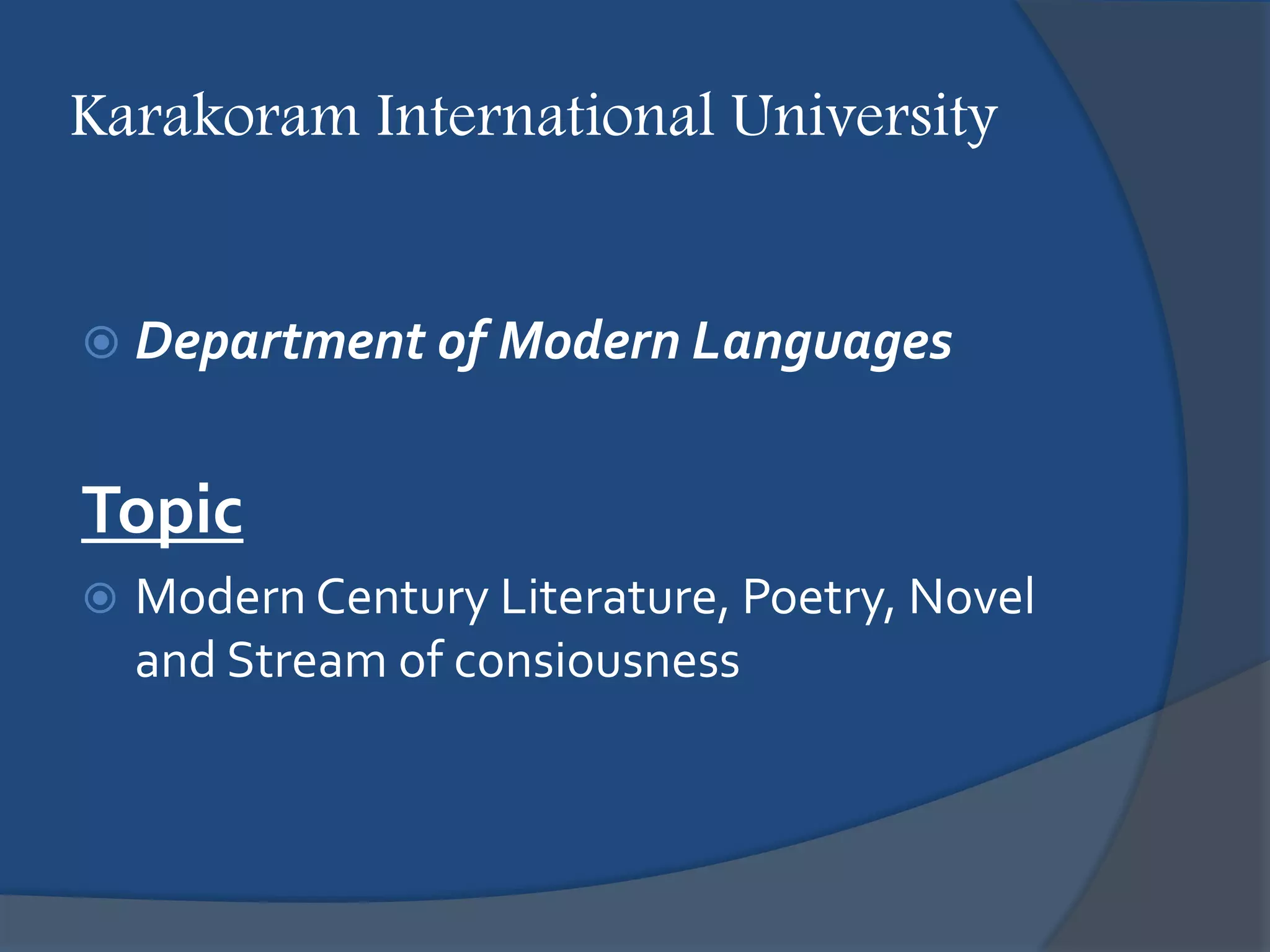 Modern period literature, Modernism, Modern poetry, Modern novel and ...