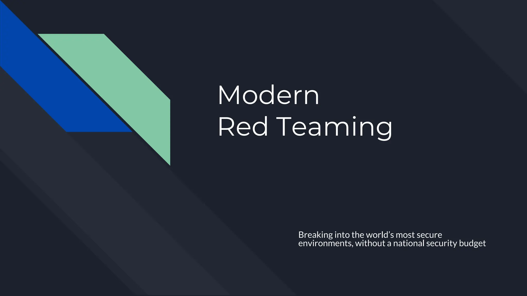 Modern Red Teaming - subverting mature defenses on a budget | PPT