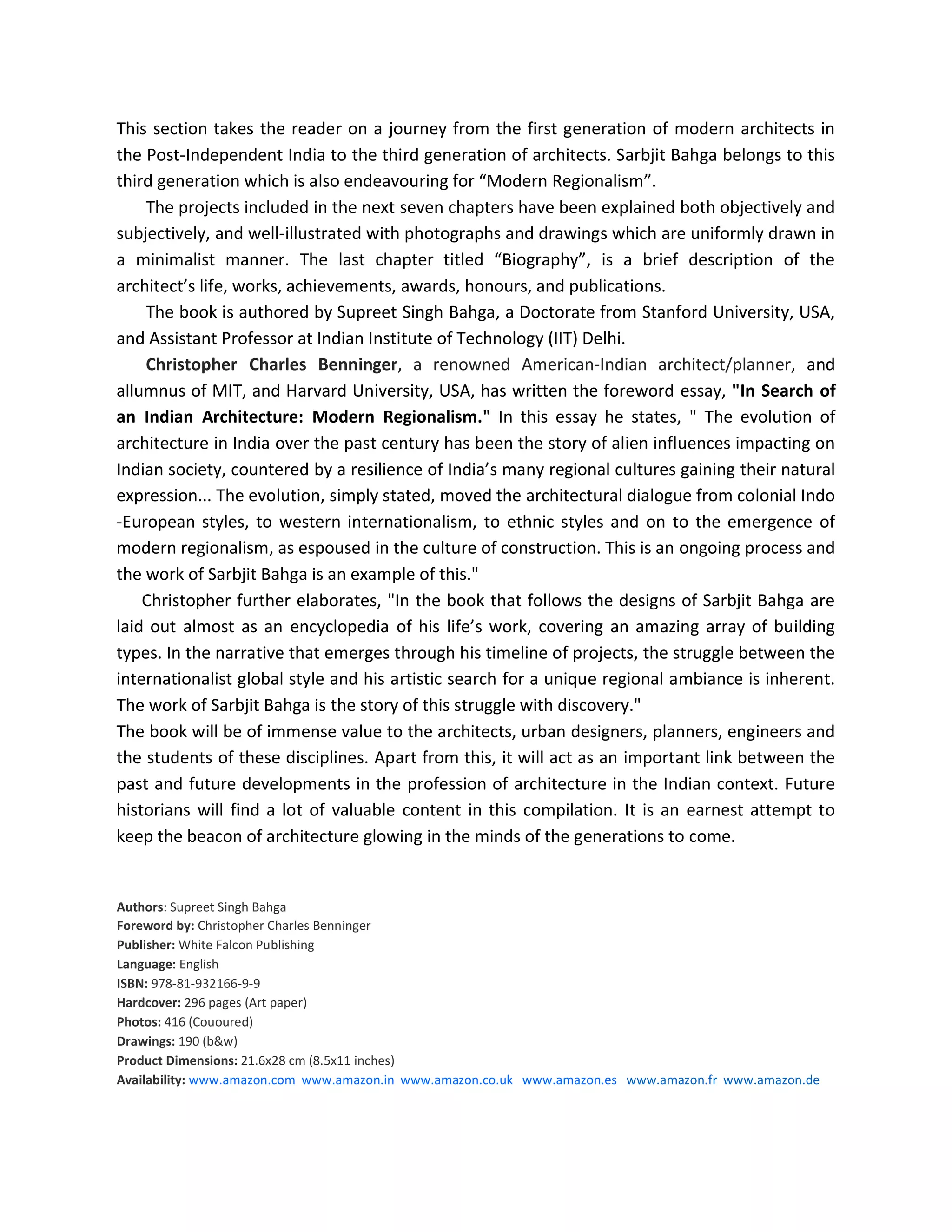 MODERN REGIONALISM: The Architecture of Sarbjit Bahga | PDF