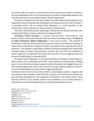 MODERN REGIONALISM: The Architecture of Sarbjit Bahga | PDF