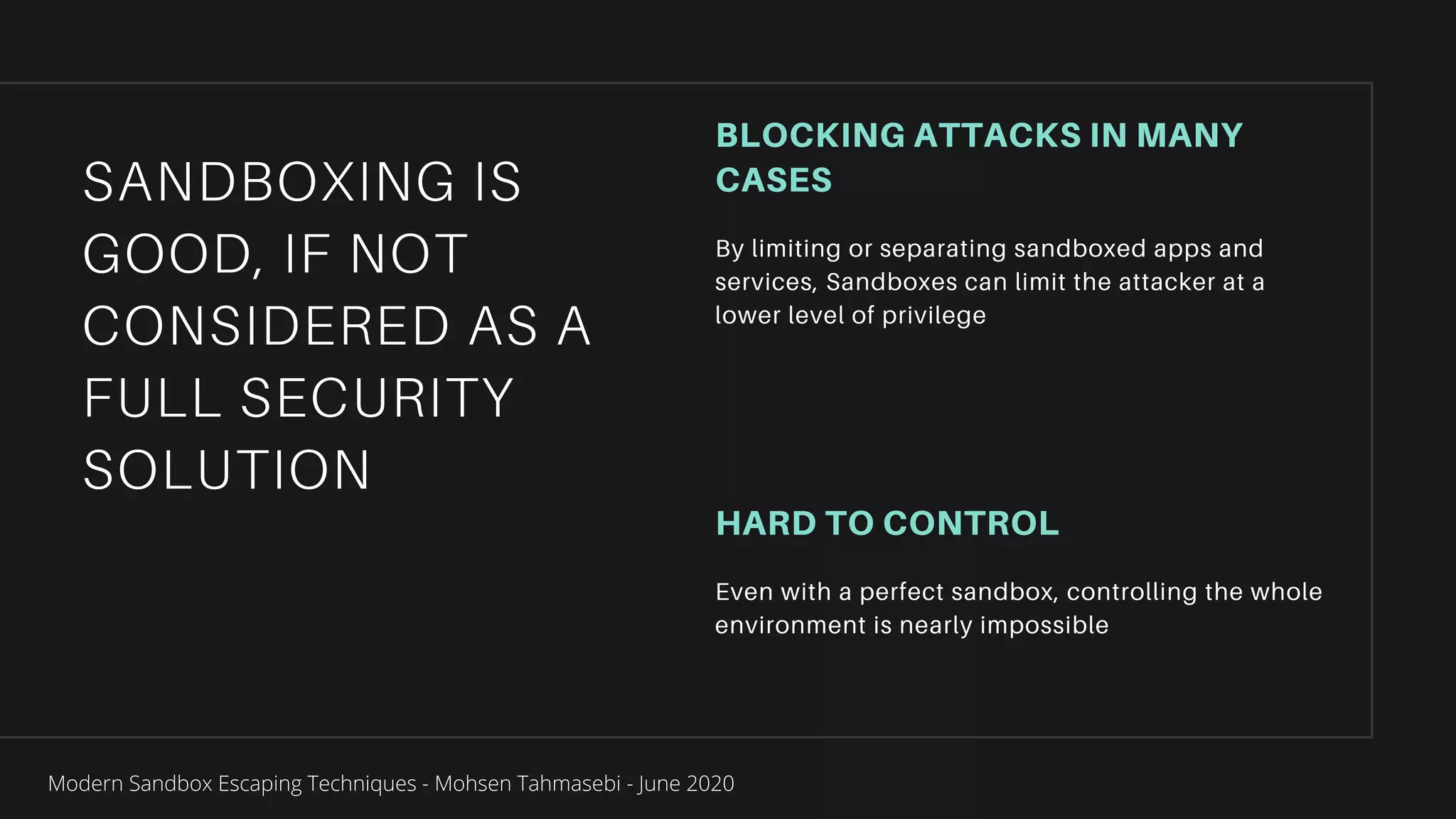 Modern sandbox escaping techniques | PPT