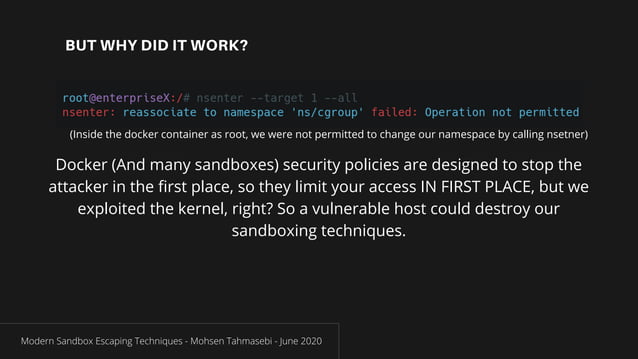 Modern sandbox escaping techniques | PPT