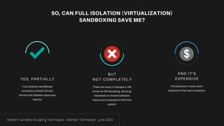 Modern sandbox escaping techniques | PPT