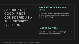 Modern sandbox escaping techniques | PPT