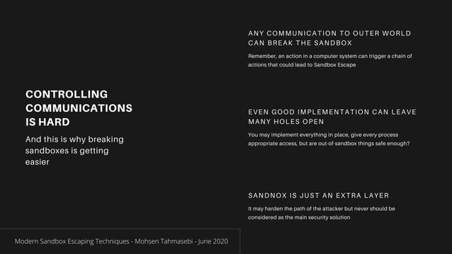 Modern sandbox escaping techniques | PPT