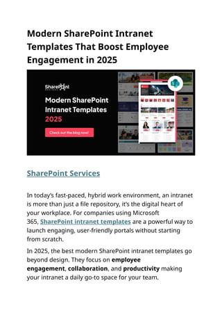 Modern SharePoint Intranet Templates That Boost Employee Engagement in ...