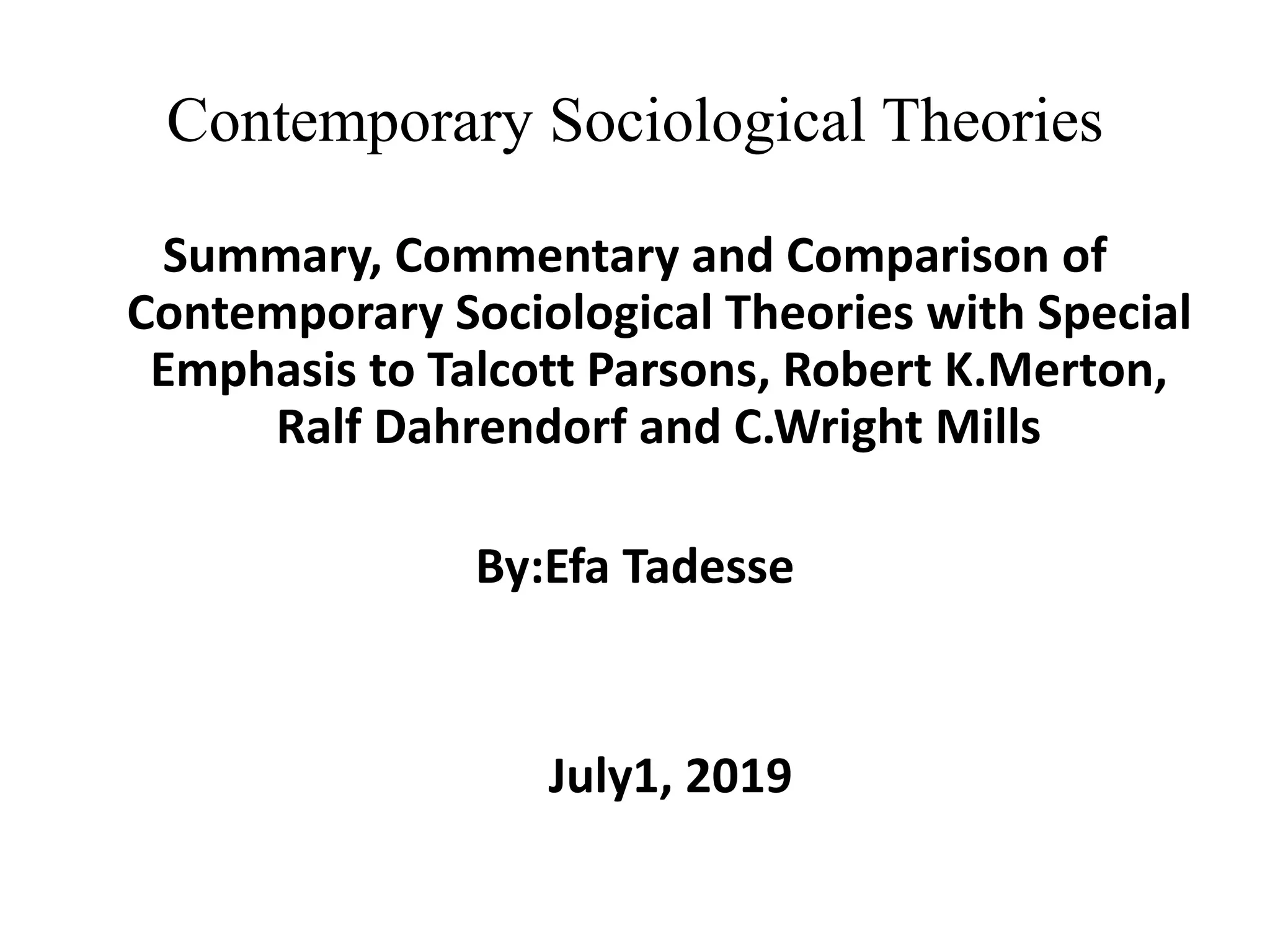 Modern sociological theories | PPTX