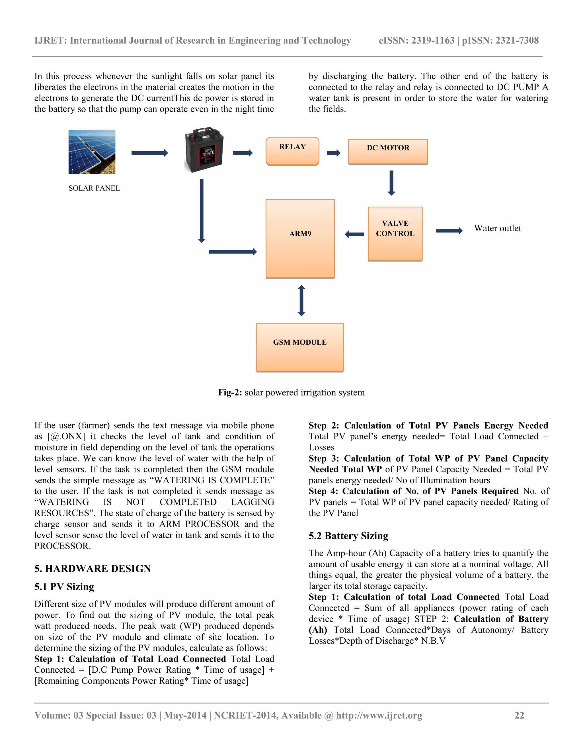 Modern solar powered irrigation sysytem by using arm | PDF