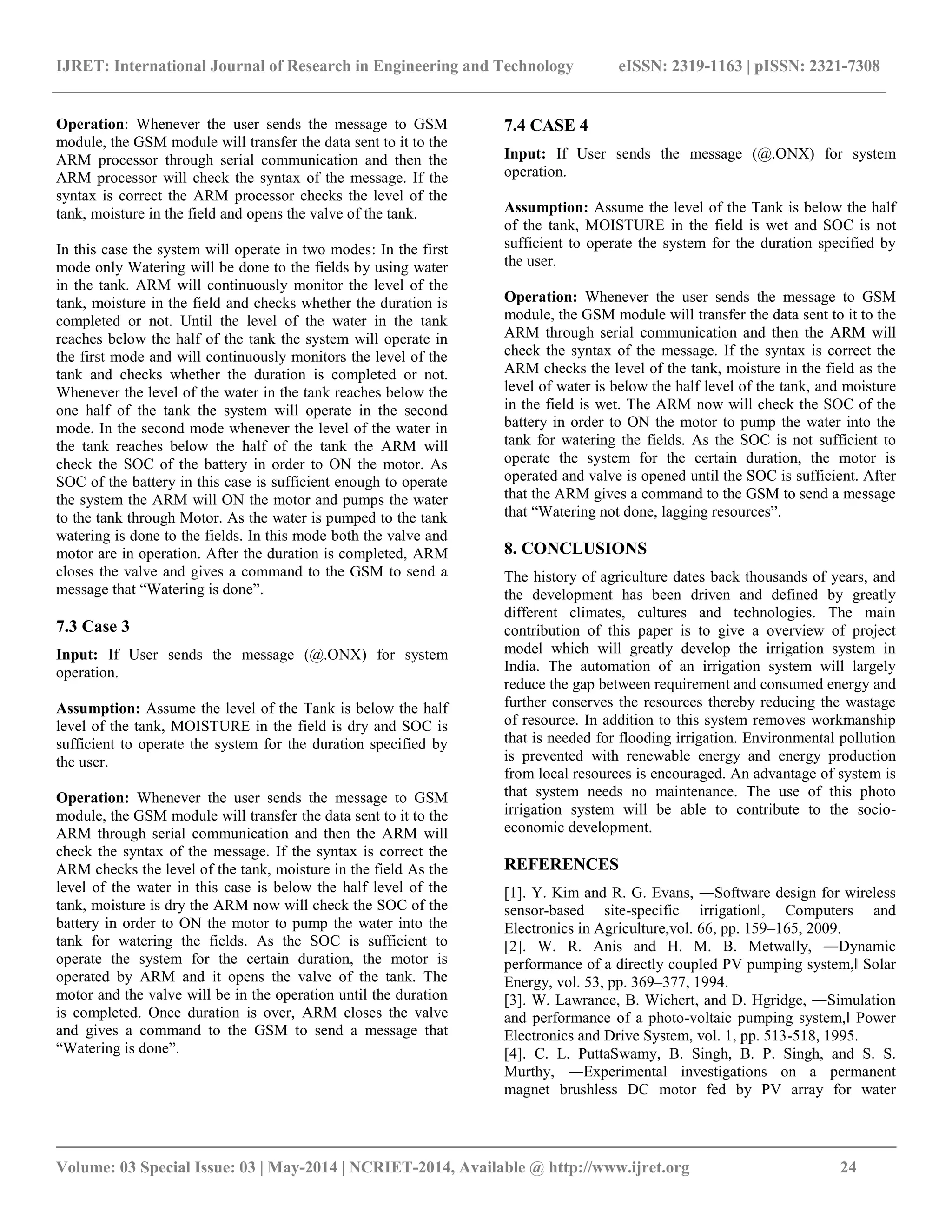 Modern solar powered irrigation sysytem by using arm | PDF