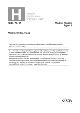 Higher Modern Studies - exemplar Paper 2 | PDF