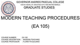 Modern teaching procedures | PPTX