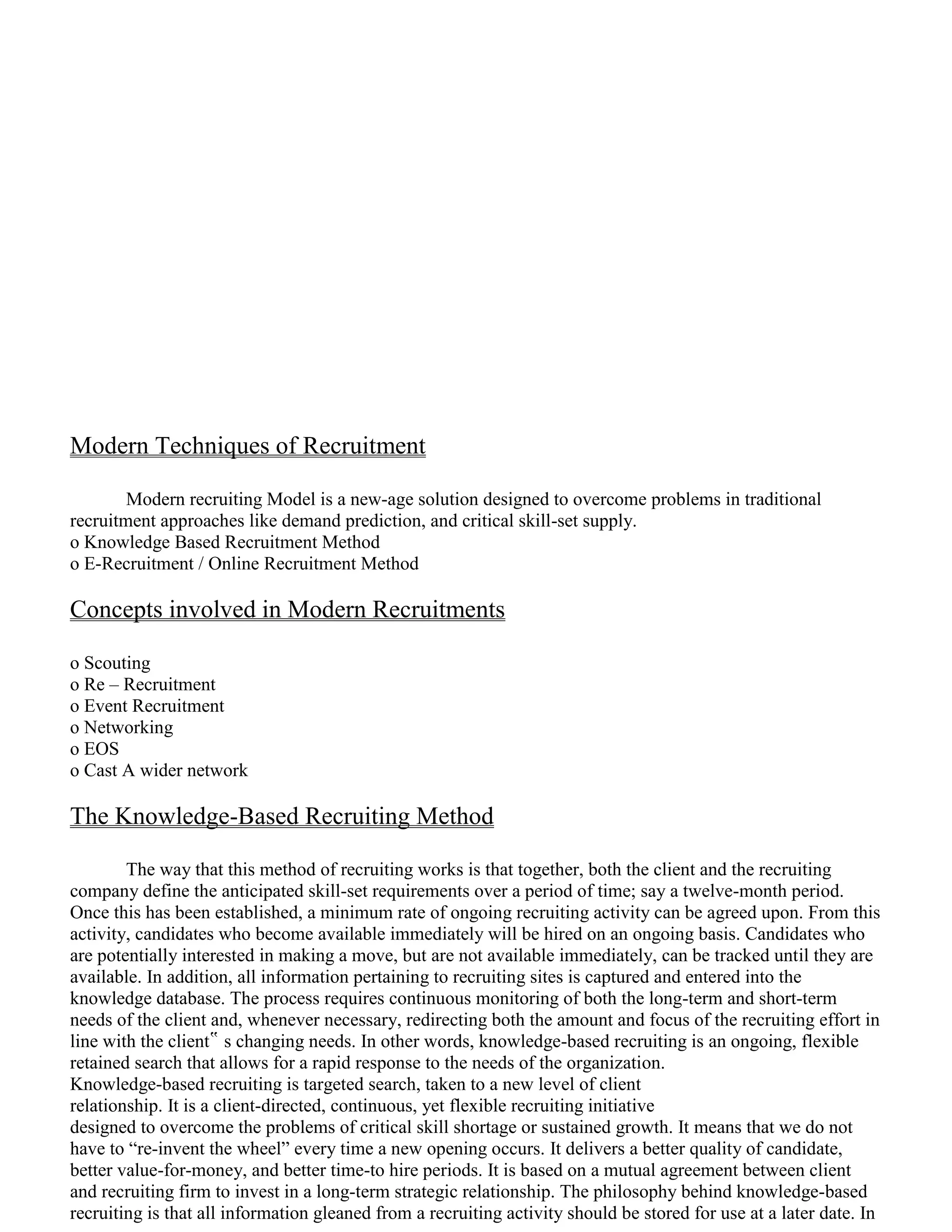 Modern techniques of recruitment | DOCX