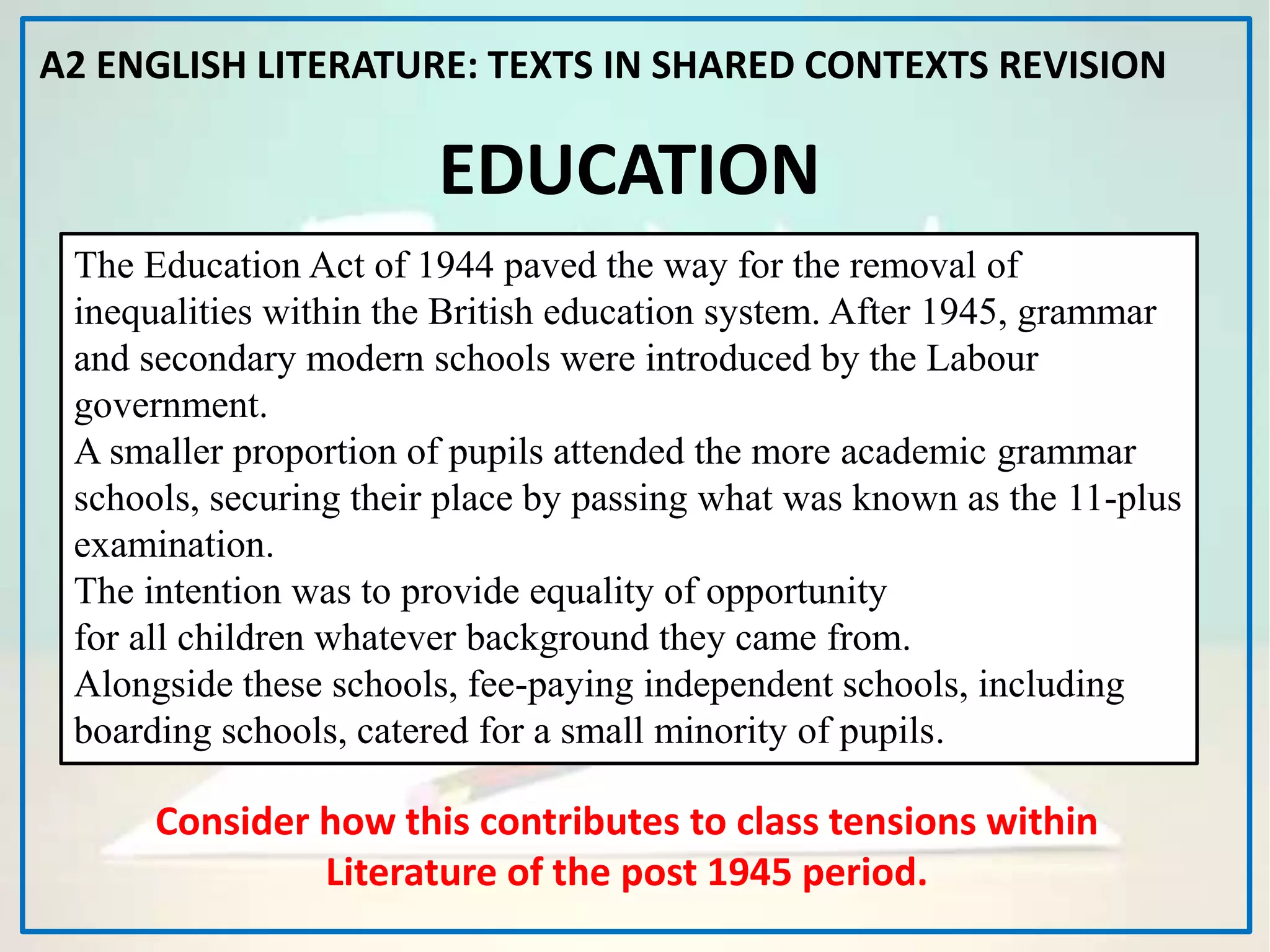 Modern texts 1945-Present Day Contexts | PPTX