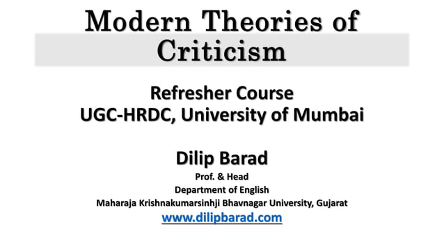 Modern Theories of Criticism: An Overview | PPT