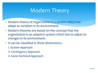 Modern theories of organization | PPTX