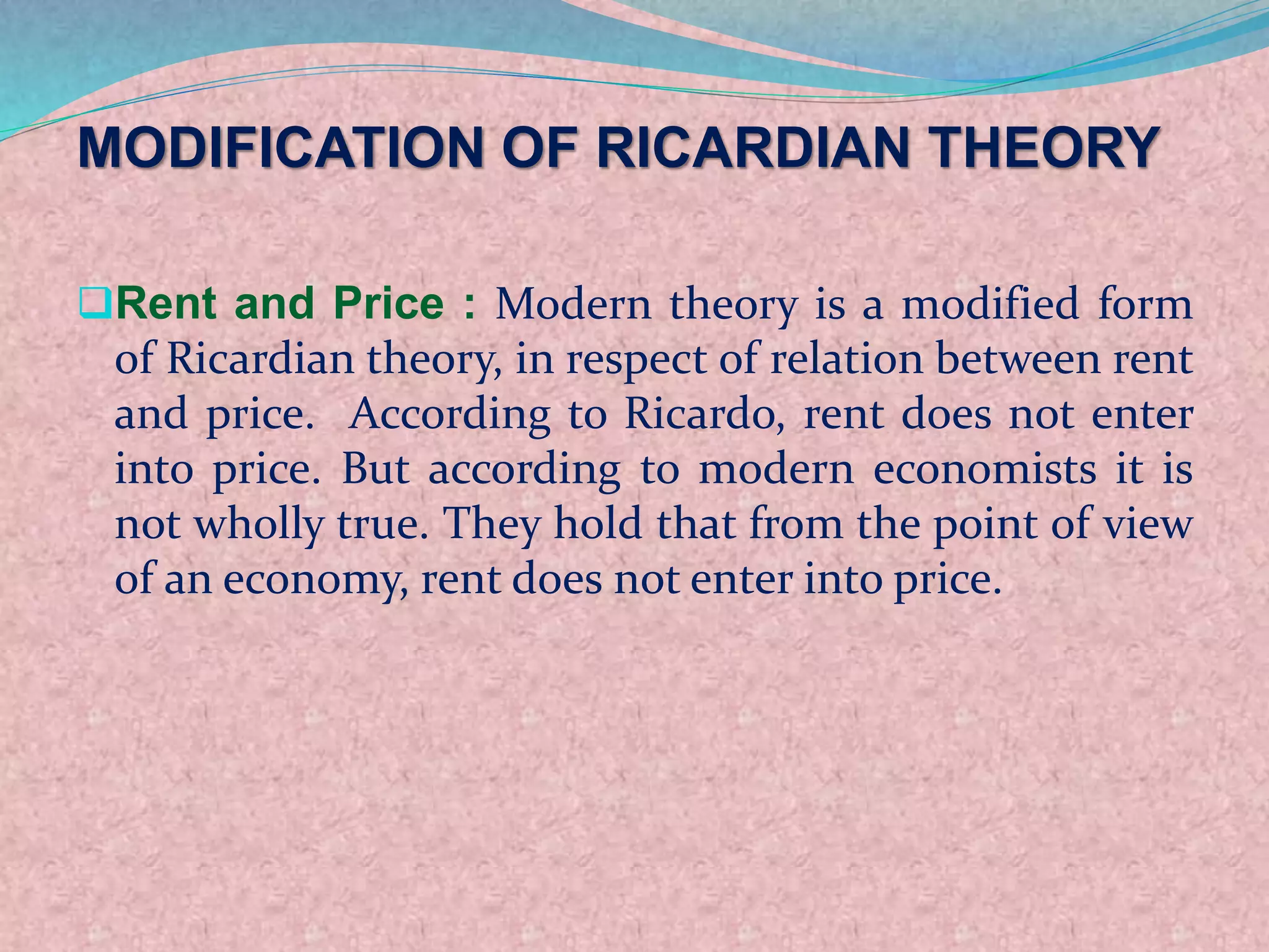 Modern Theory of Rent | PPTX