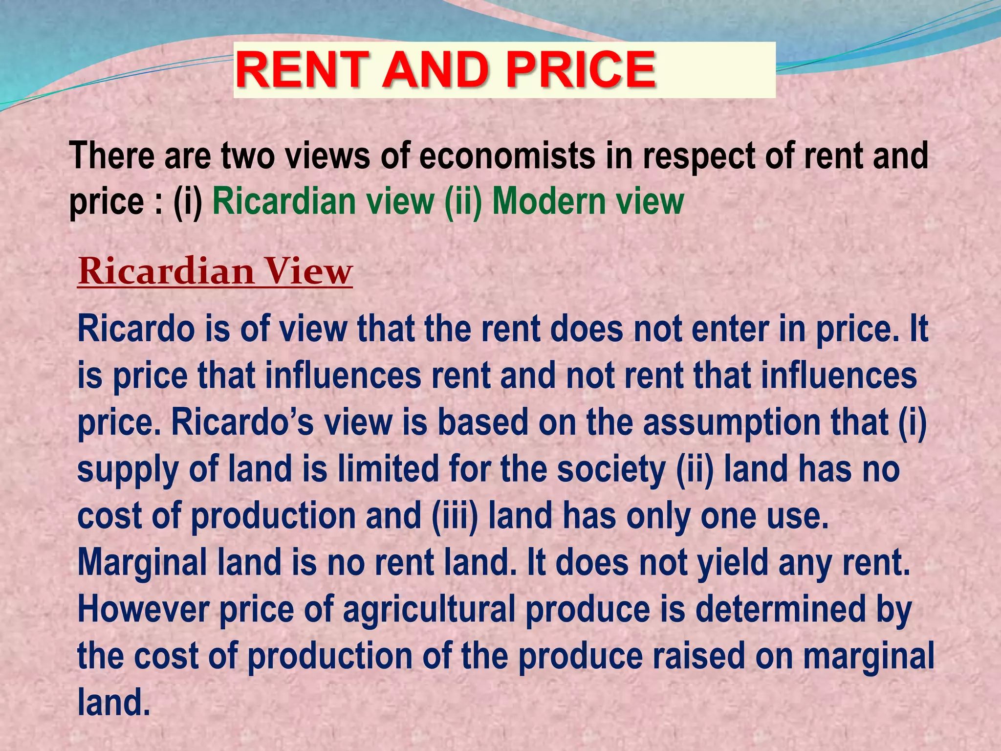 Modern Theory of Rent | PPTX