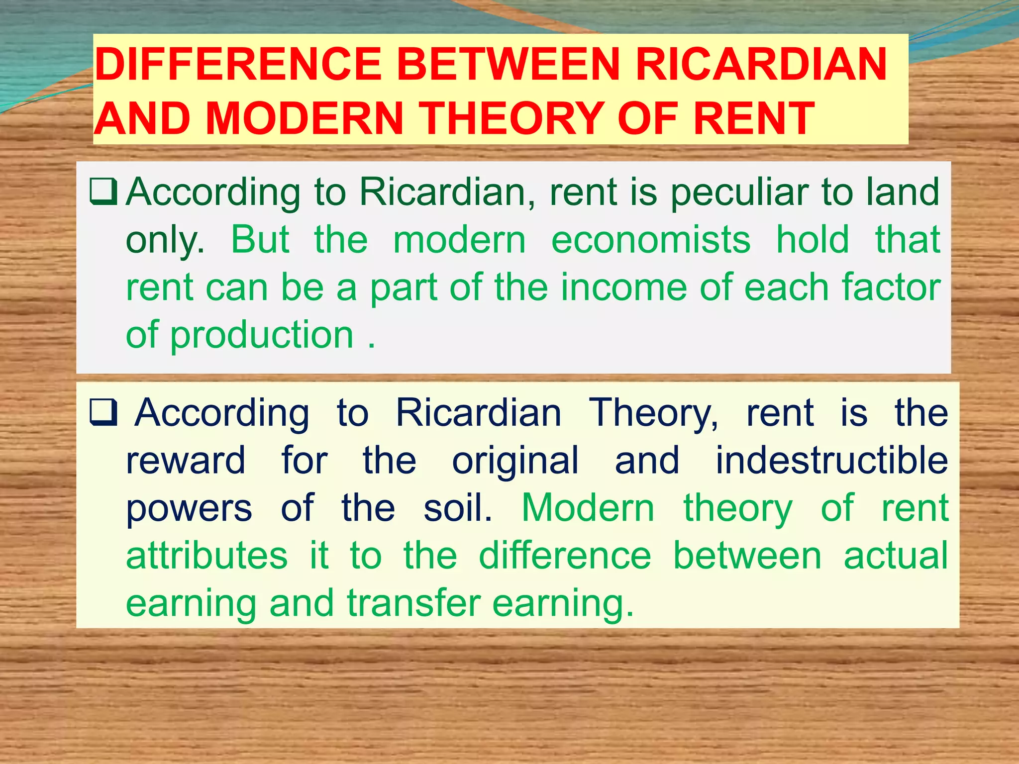 Modern Theory of Rent | PPTX