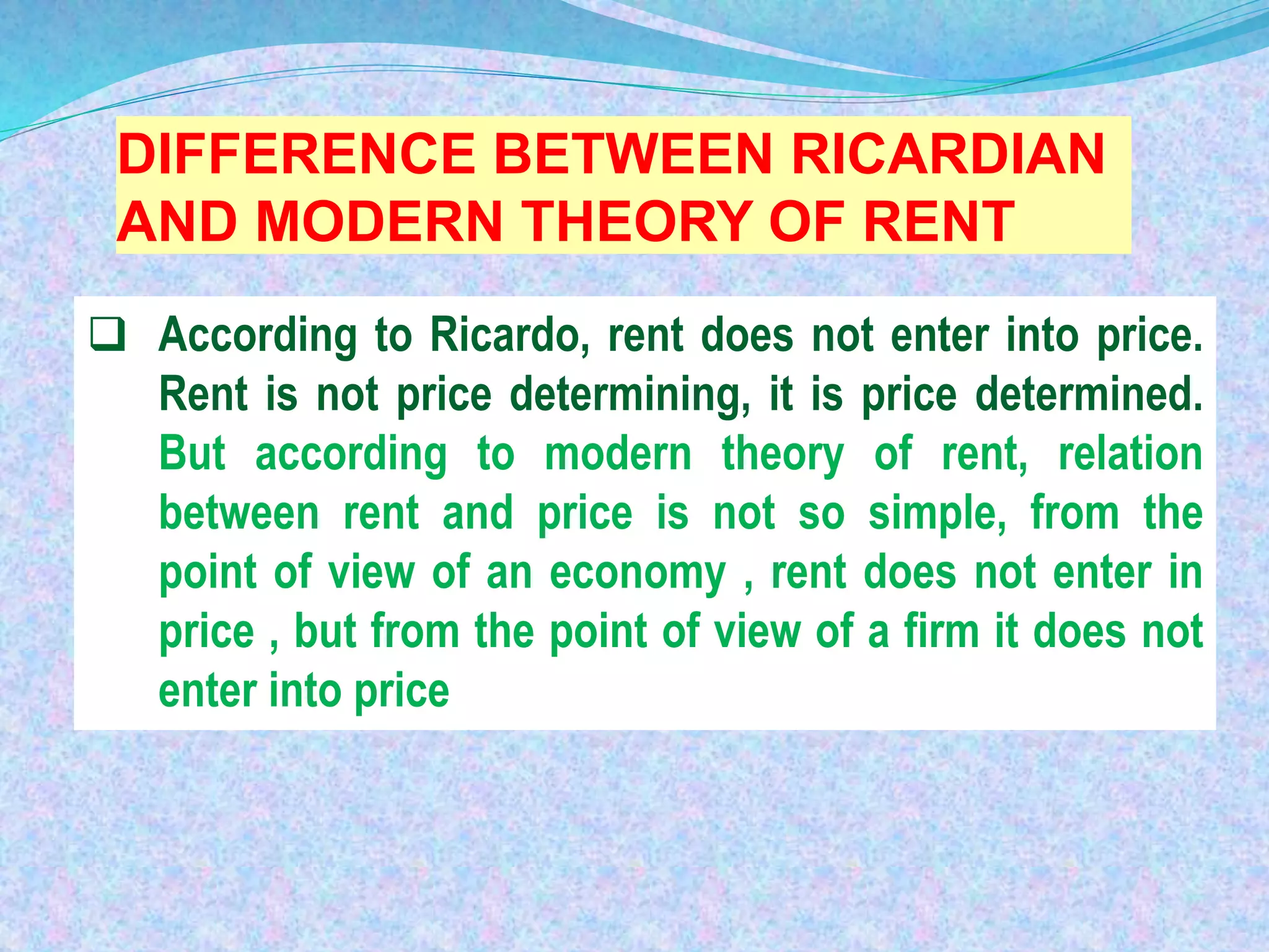 Modern Theory of Rent | PPTX