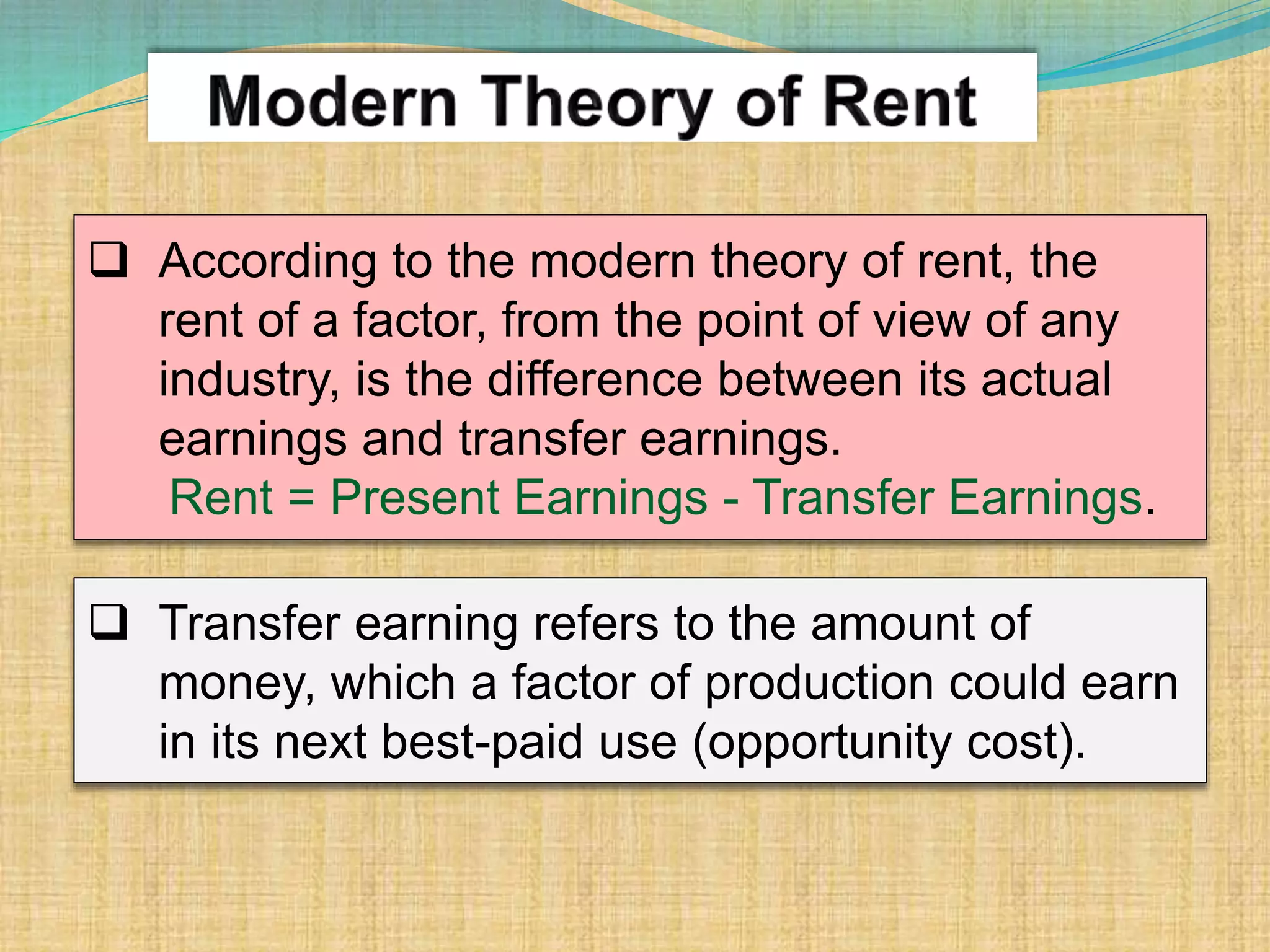 Modern Theory of Rent | PPTX