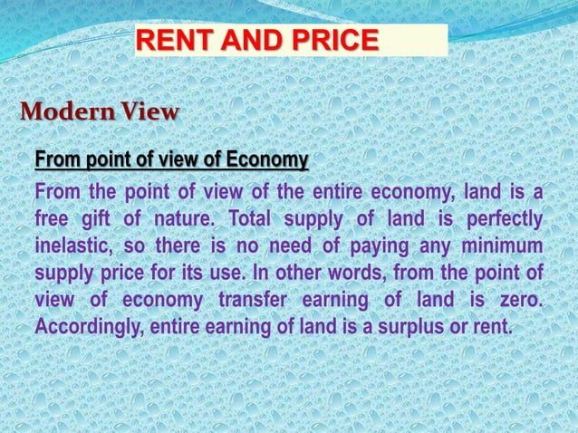 Modern Theory of Rent | PPTX | Commodities | Economy