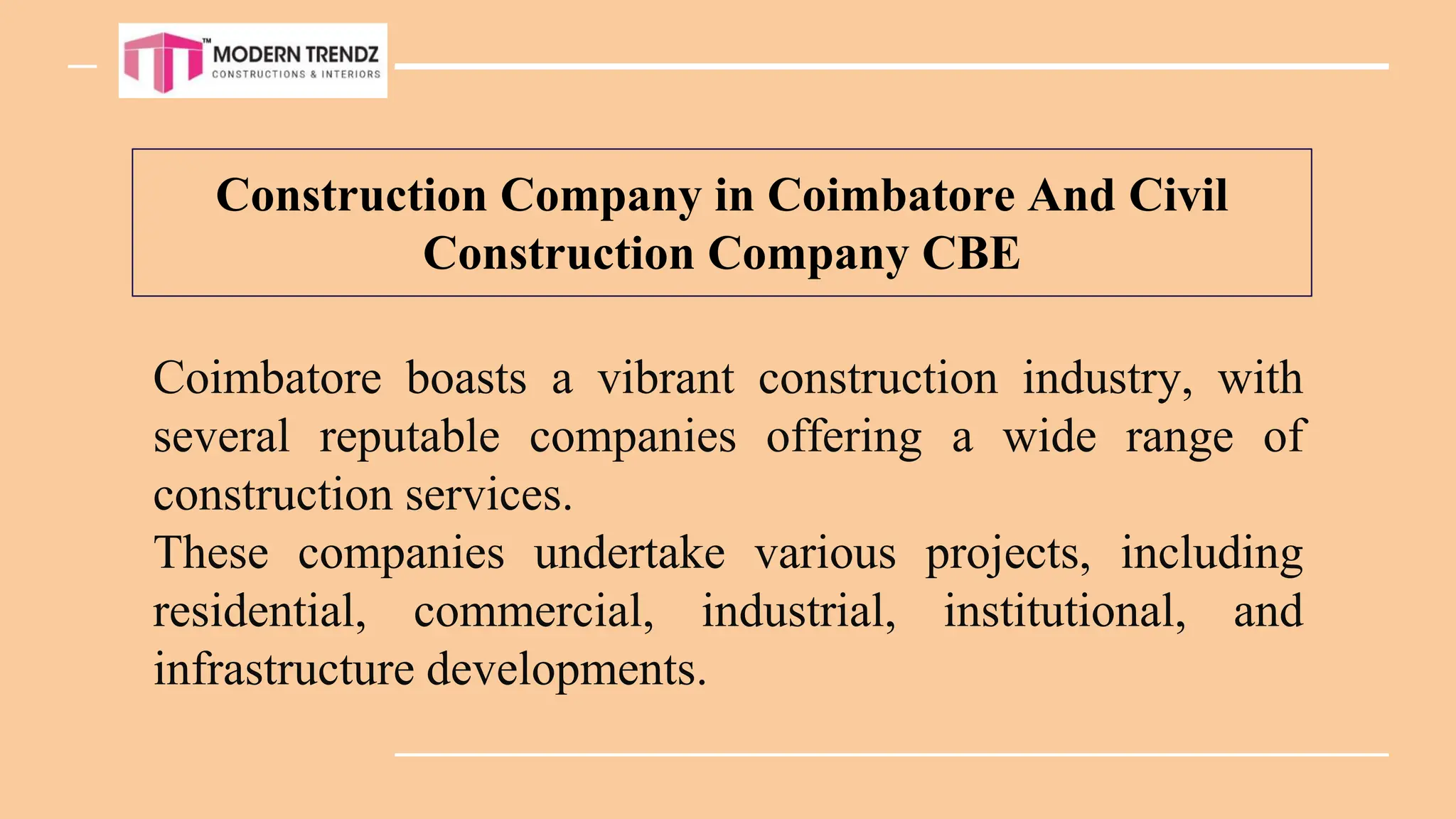 Construction Company in Coimbatore | Civil Construction Company CBE | PPT