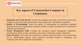 Construction Company in Coimbatore | Civil Construction Company CBE | PPTX