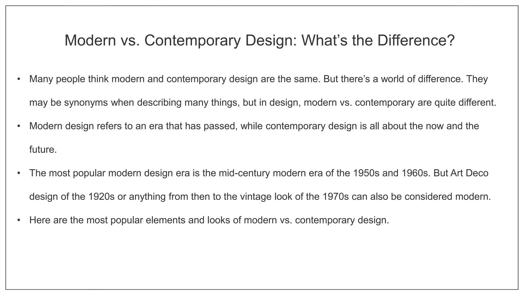 Modern vs Contemporary Design | PPTX