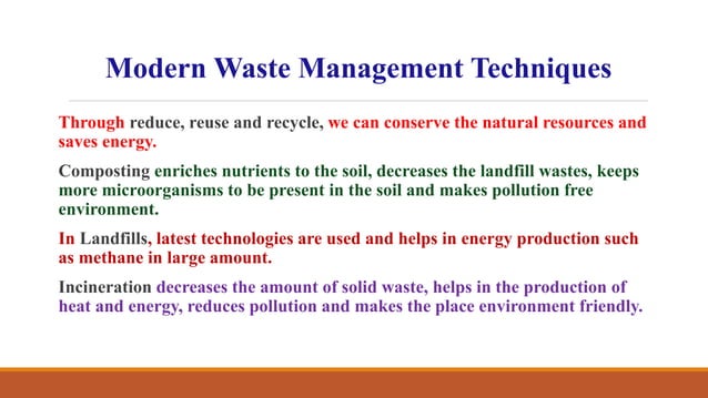 Modern waste management techniques a critical review | PPTX