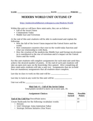 Modern world unit outline cp 2011 | PDF
