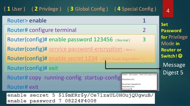 CISCO - Mode and security configuration