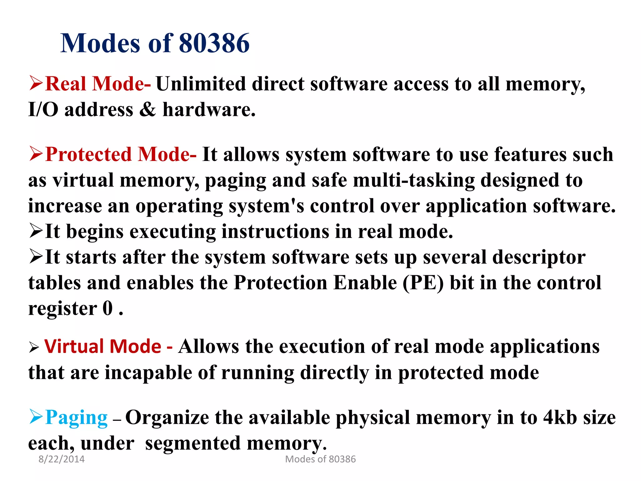 Modes of 80386 | PPTX