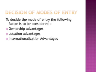Modes of entering international business | PPT