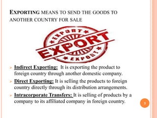 Modes of entering international business | PPTX