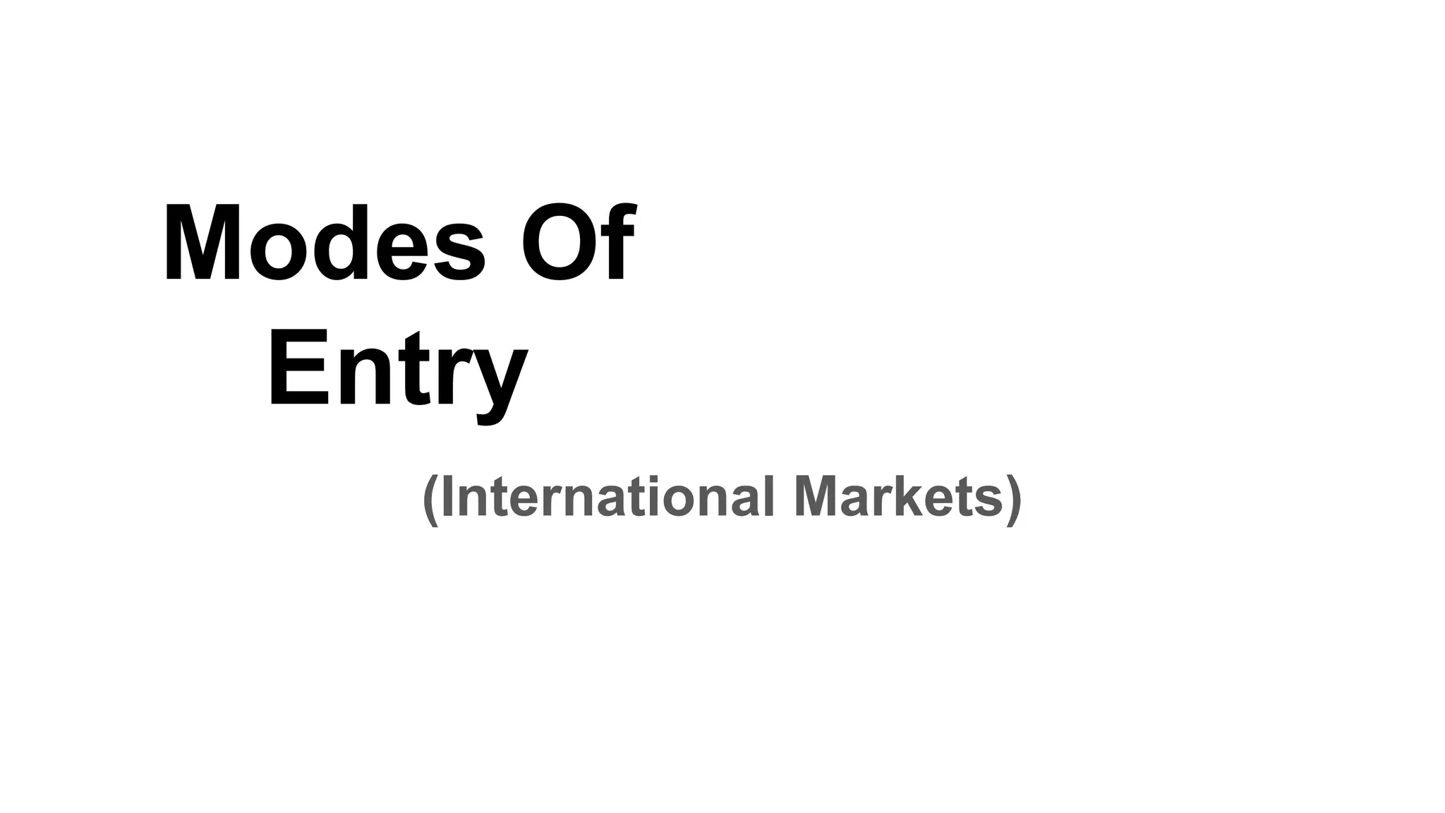 Modes of entry | PDF
