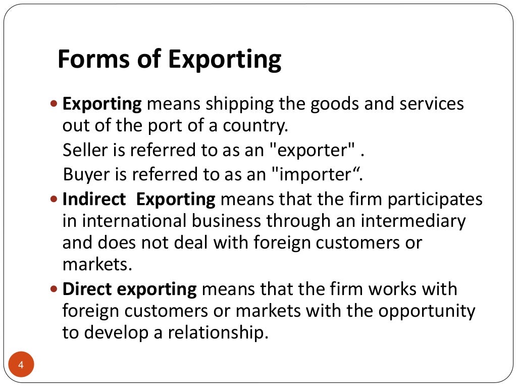 Modes of entry to international business