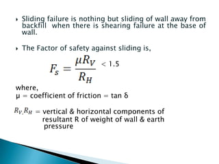 Modes of failure of retaining walls | PPTX