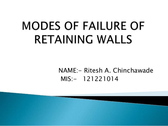 Modes of failure of retaining walls