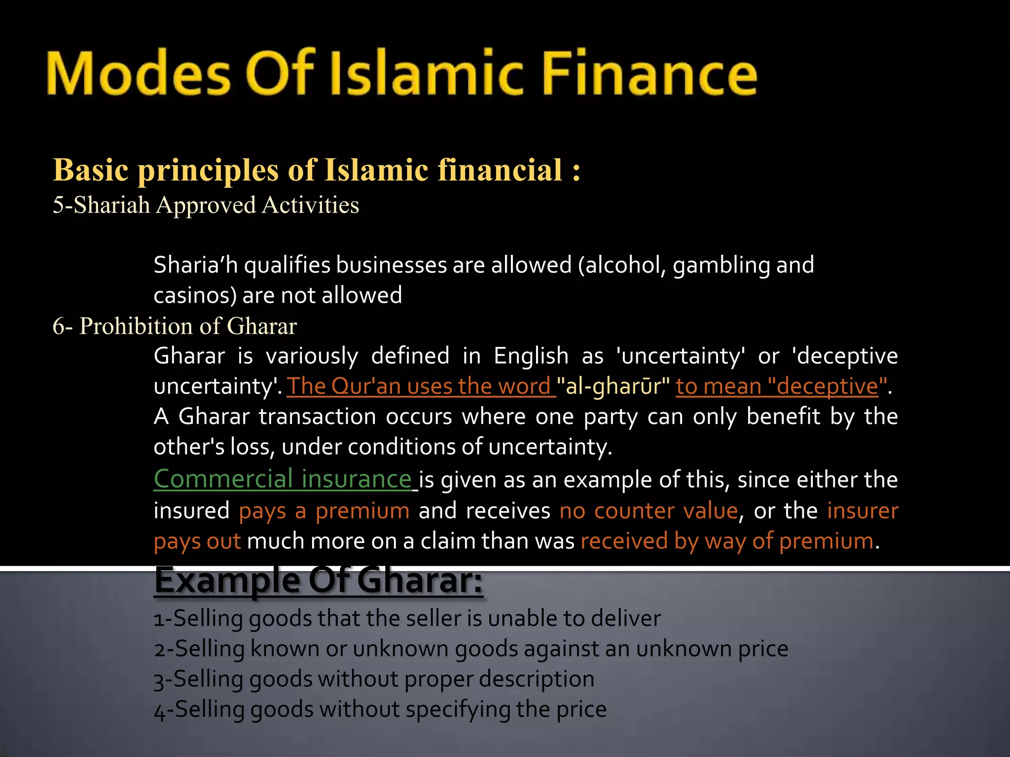 Modes of islamic finance | PPTX