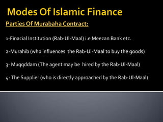 Modes of islamic finance | PPTX