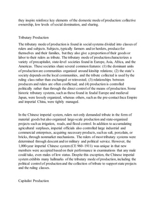 Modes of production in Anthropology | DOCX | Agriculture | Industries