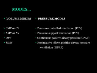 Modes of MECHANICAL VENTILLATION | PDF | Lung and Respiratory Health ...