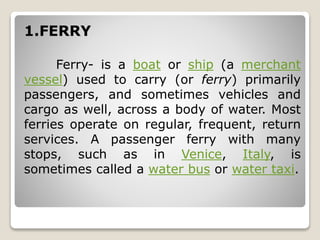 Modes of Water Transportation | PPTX