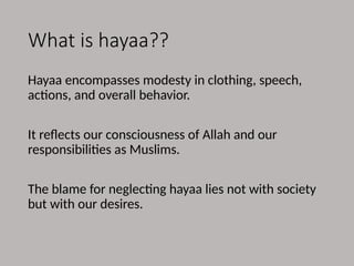 "The Importance of Modesty in Islam for a Moral and Respectful Life" | PPTX