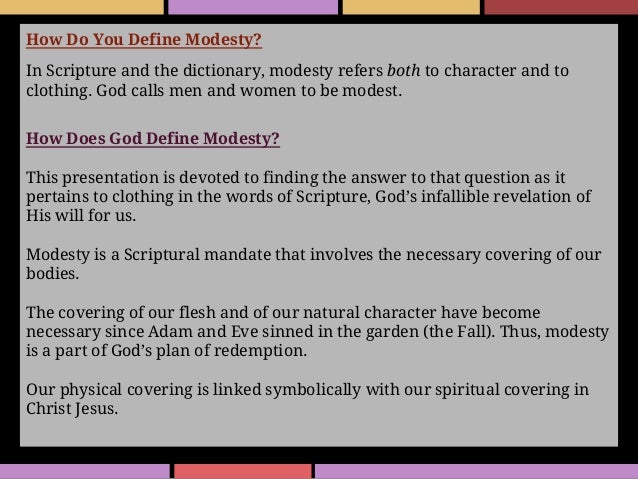 Modesty, the biblical basis