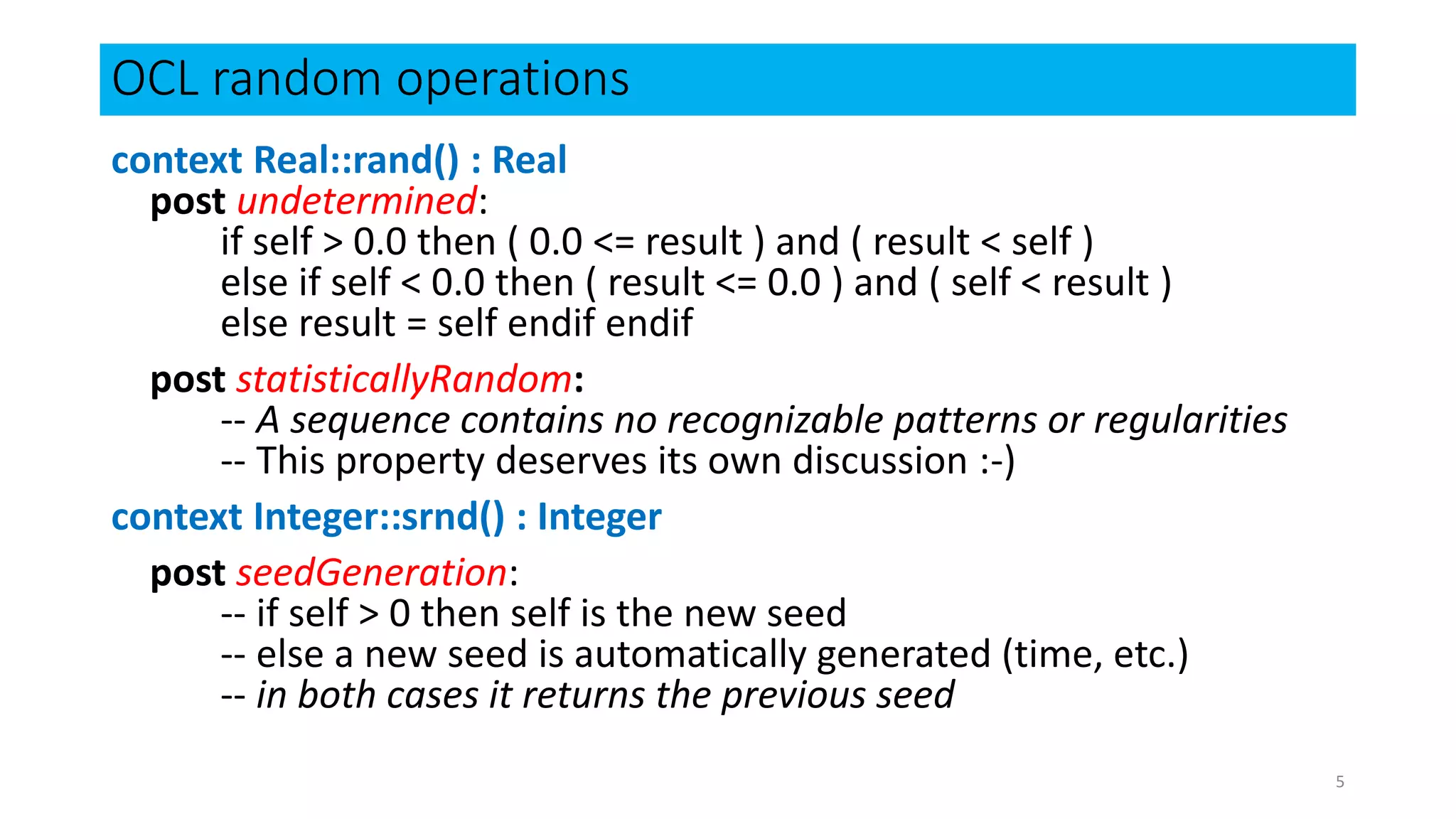 Adding Random Operations to OCL | PPT