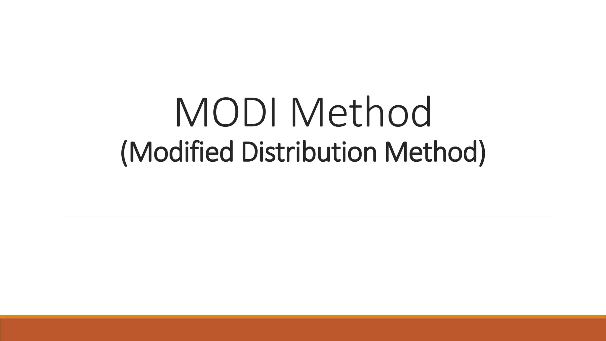 Modified Distribution Method (MODI) | PPTX