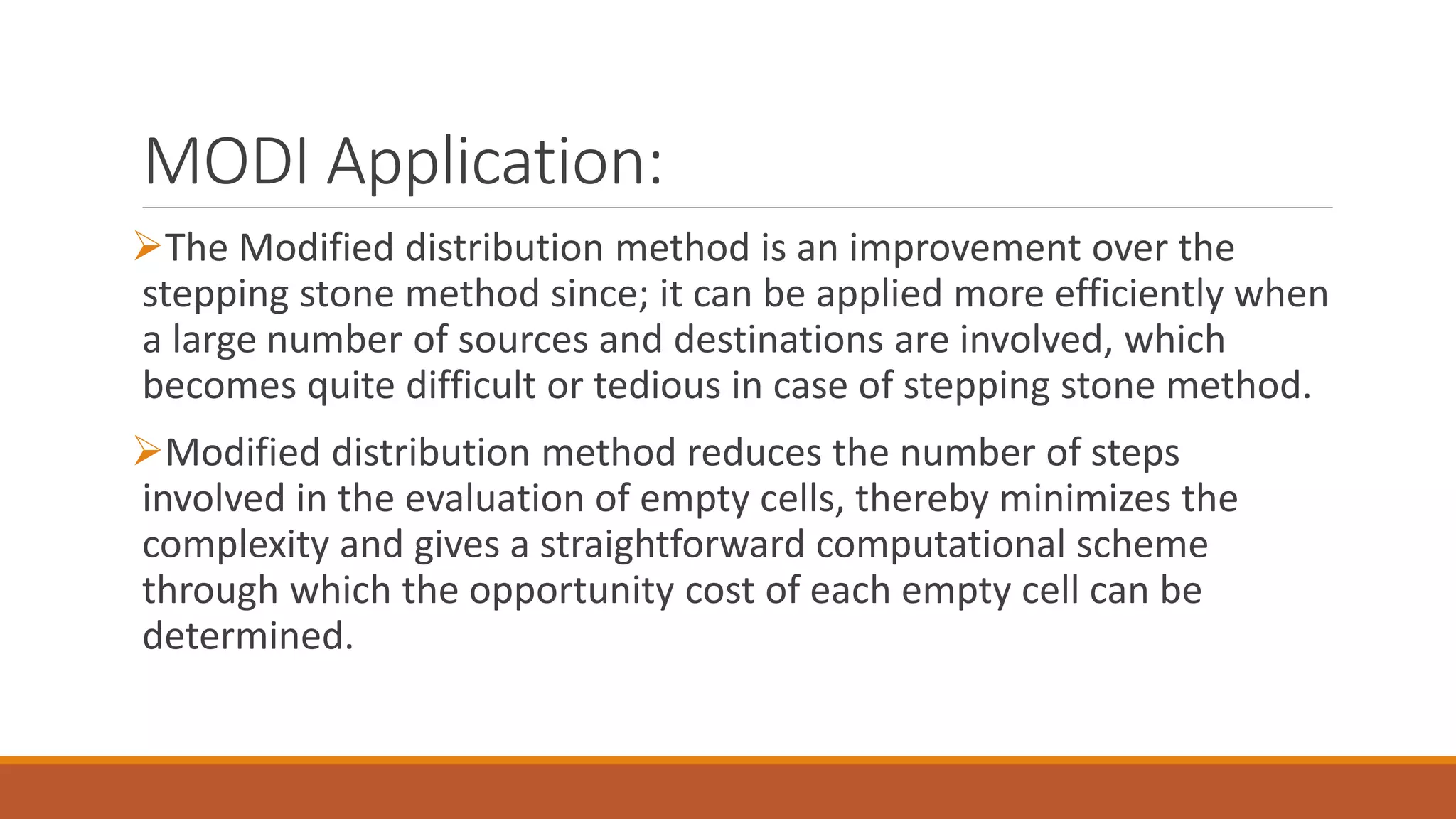 Modified Distribution Method (MODI) | PPTX